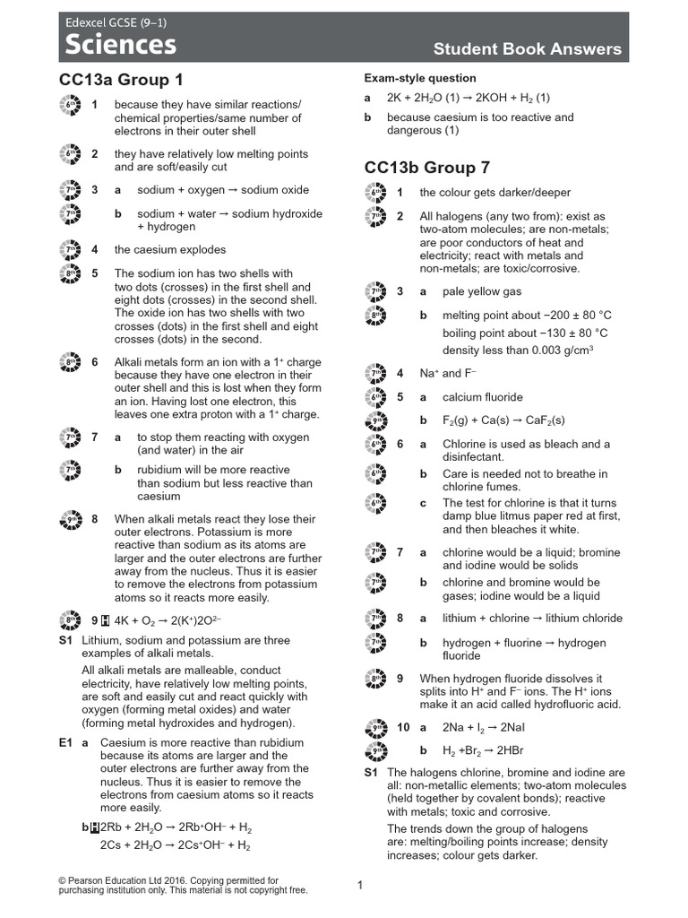 Edgcse TTPP cc13 15 SB Answers | PDF | Chlorine | Iodine