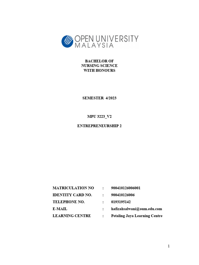 Mpu 3223 - V2 | Download Free PDF | Leadership | Business Plan