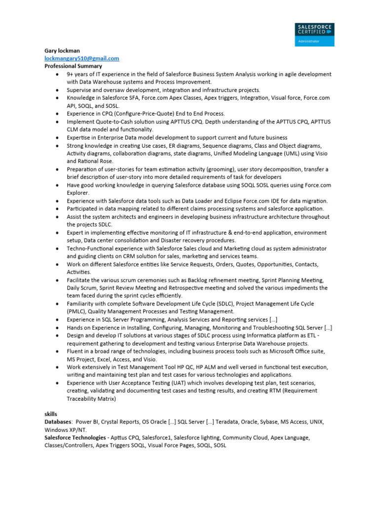 Gary Lockman | PDF | Scrum (Software Development) | Databases