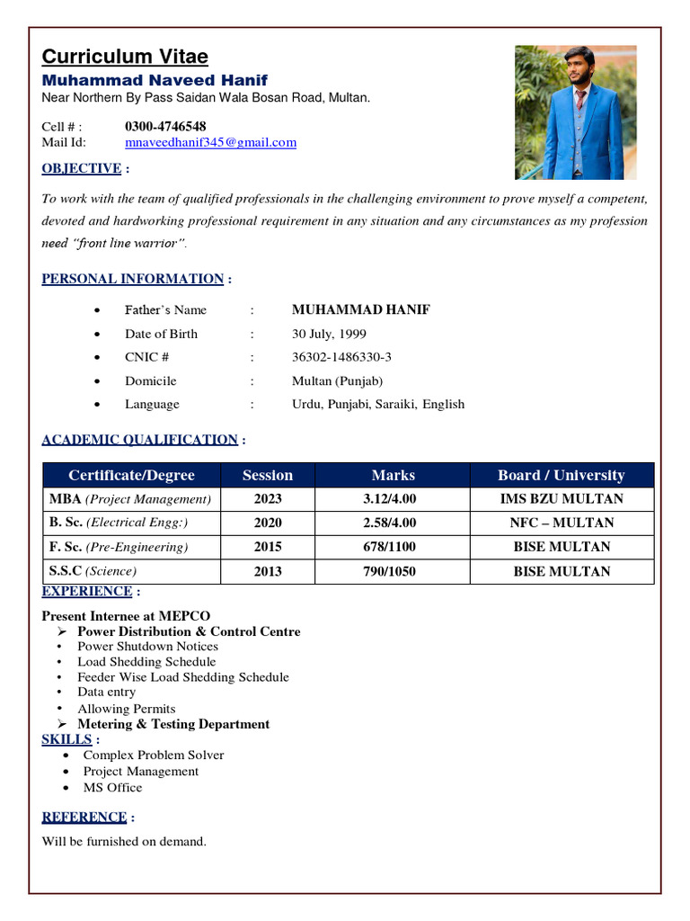 Resume Muhammad Naveed Hanif | PDF