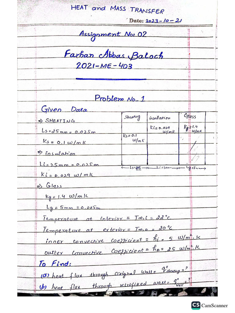 21-ME-403 HMT assignment#2 | PDF