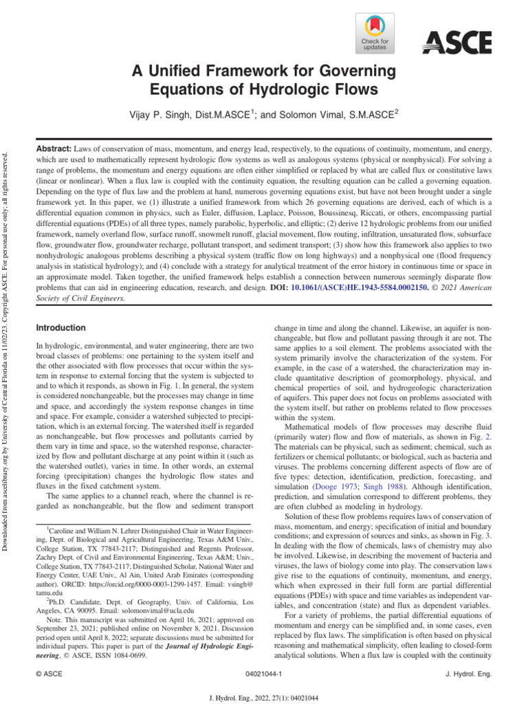 Singh Vimal 2021 A Unified Framework For Governing Equations of ... Singh Vimal 2021 A Unified Framework For Governing Equations of ...