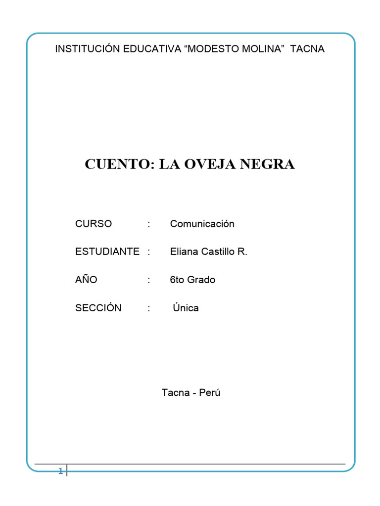 Cuento La Oveja Negra A5 Pdf Oveja