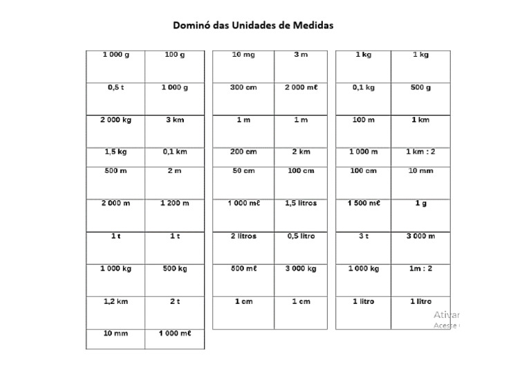 Dominó Das Unidades de Medidas | PDF