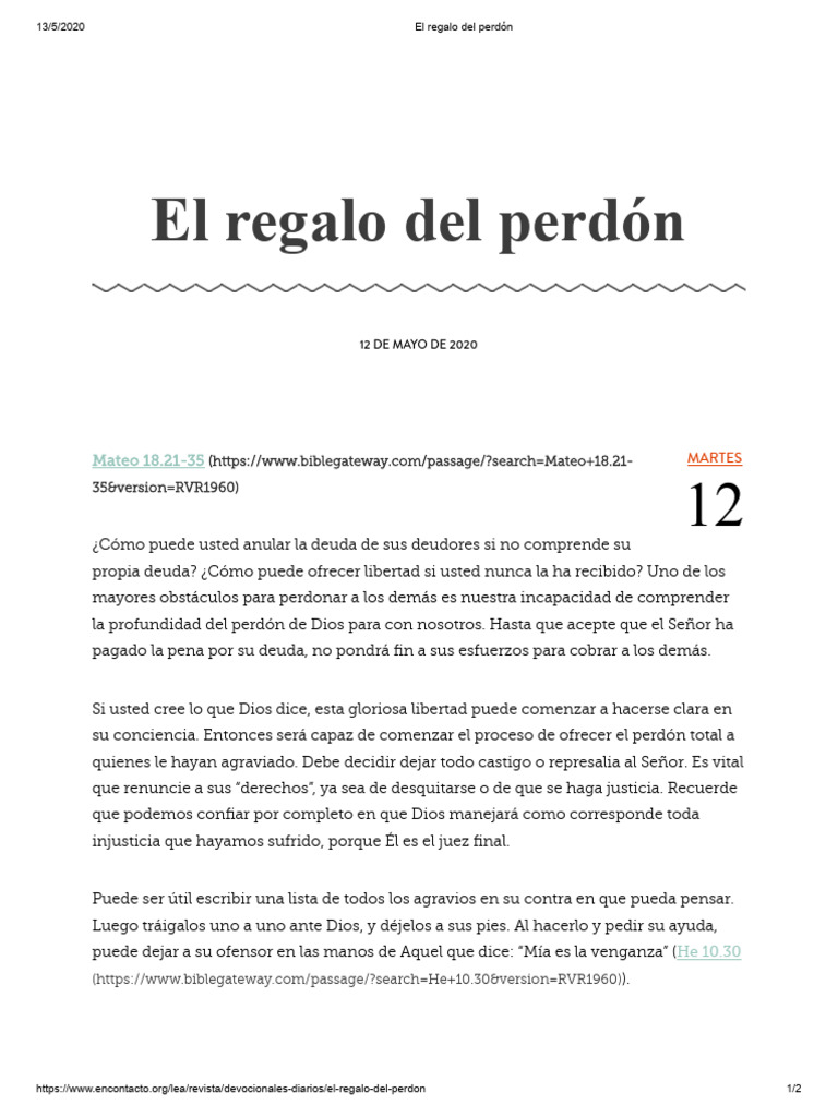 El Regalo Del Perdón | PDF | Perdón
