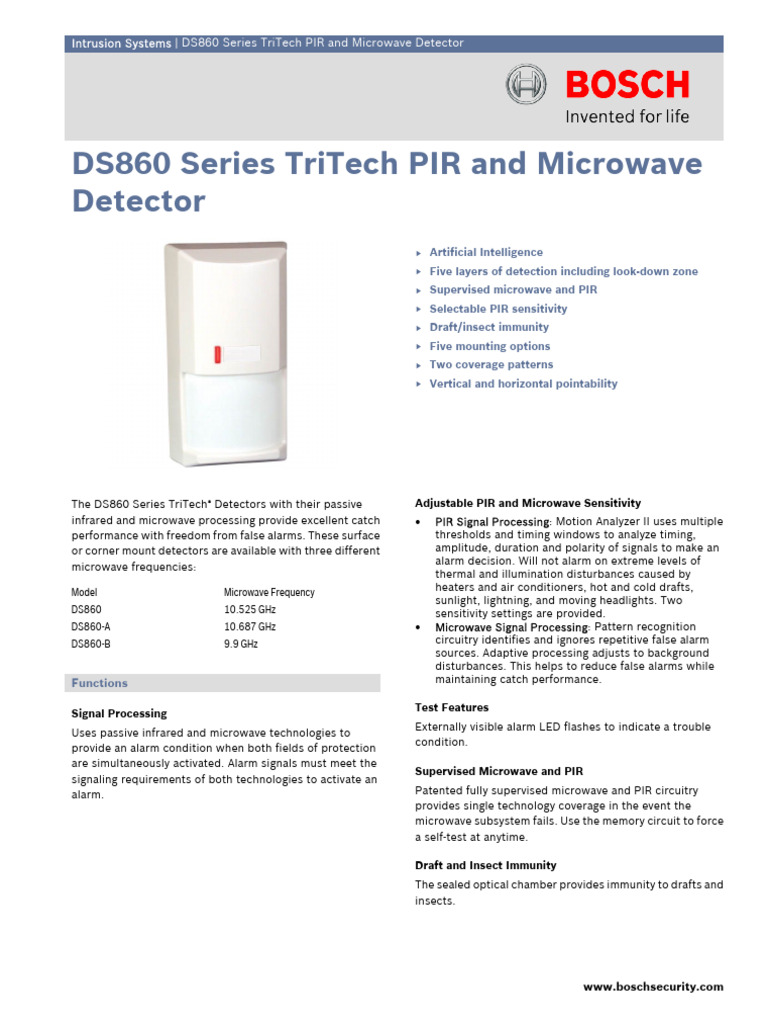 Bosch PIR DS860 | PDF | Microwave | Electricity