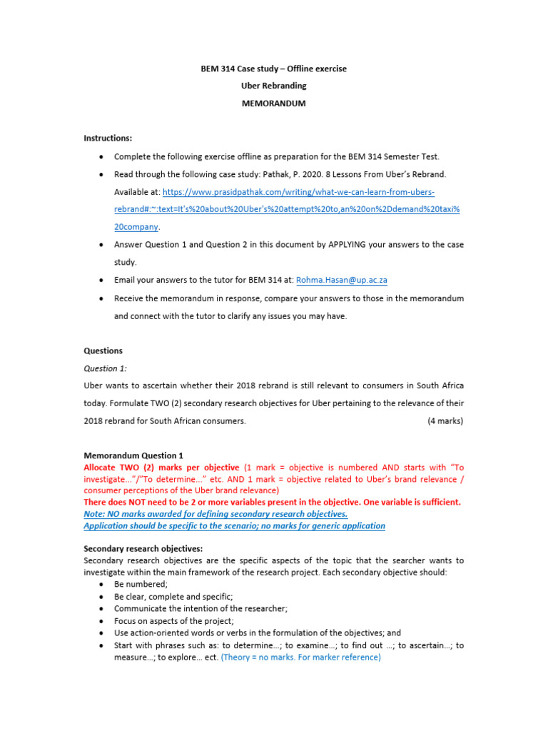 BEM 314 Case Study Exercise Chapters 4 & 5 Memorandum | PDF | Credibility | Qualitative Research