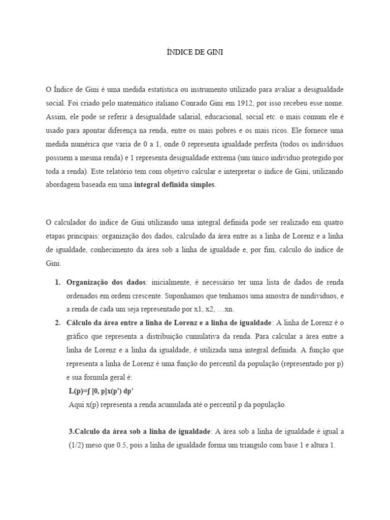 Cálculo do Índice de Gini | PDF | Excedente econômico | Demanda