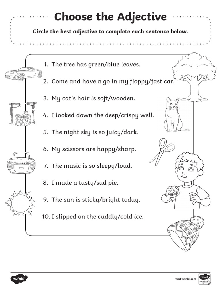 Choose The Adjective Activity Sheet Ver 1 | PDF