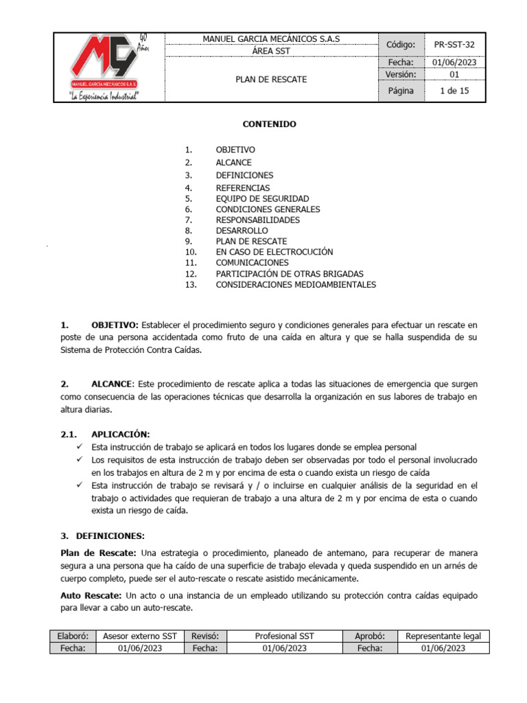 PR-SST-32 Procedimiento Plan de Rescate | PDF | Cuerda | Materiales PR-SST-32 Procedimiento Plan de Rescate | PDF | Cuerda | Materiales