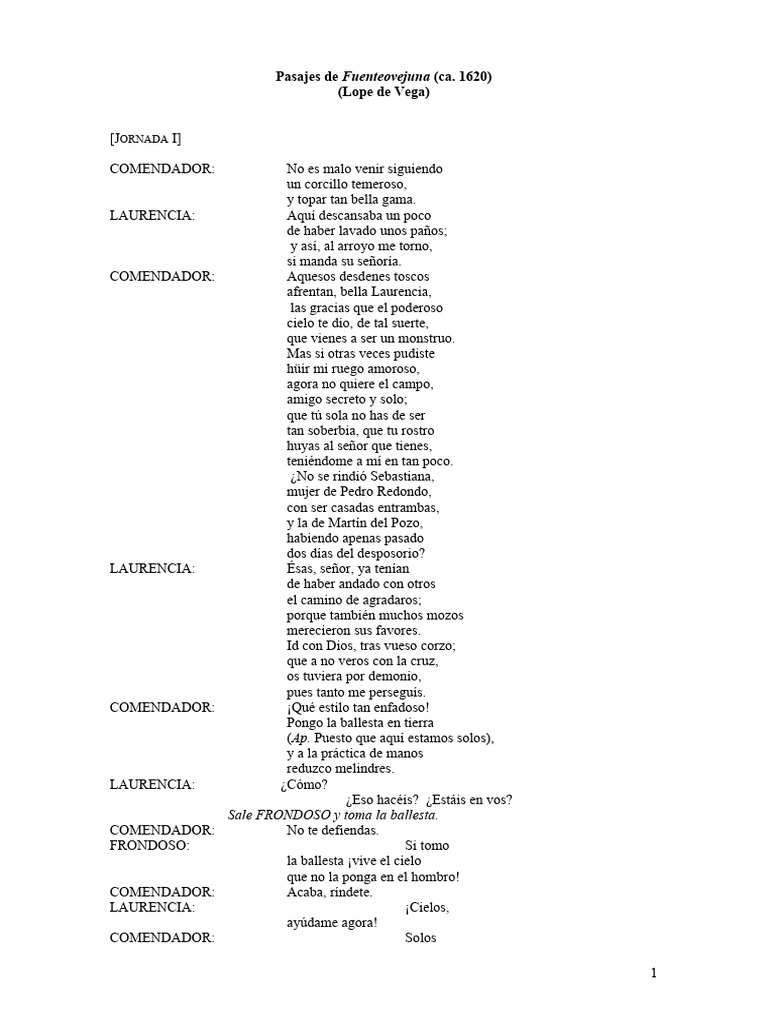 LOPE de VEGA. Fuenteovejuna | PDF