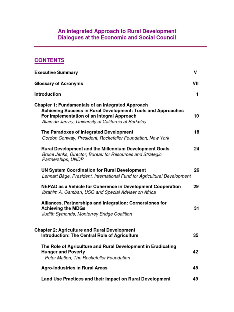 An Integrated Approach To Rural Development | PDF | Millennium ...