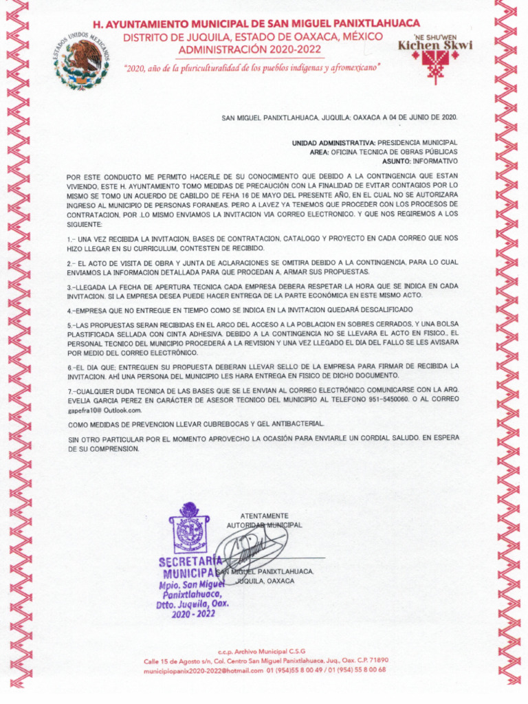 2.-Oficio Informativo | PDF