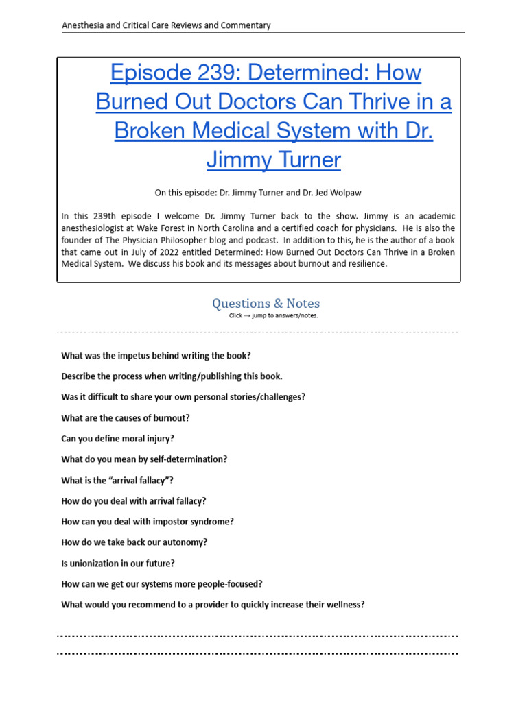 Episode 239 - Determined - How Burned Out Doctors Can Thrive in A ...