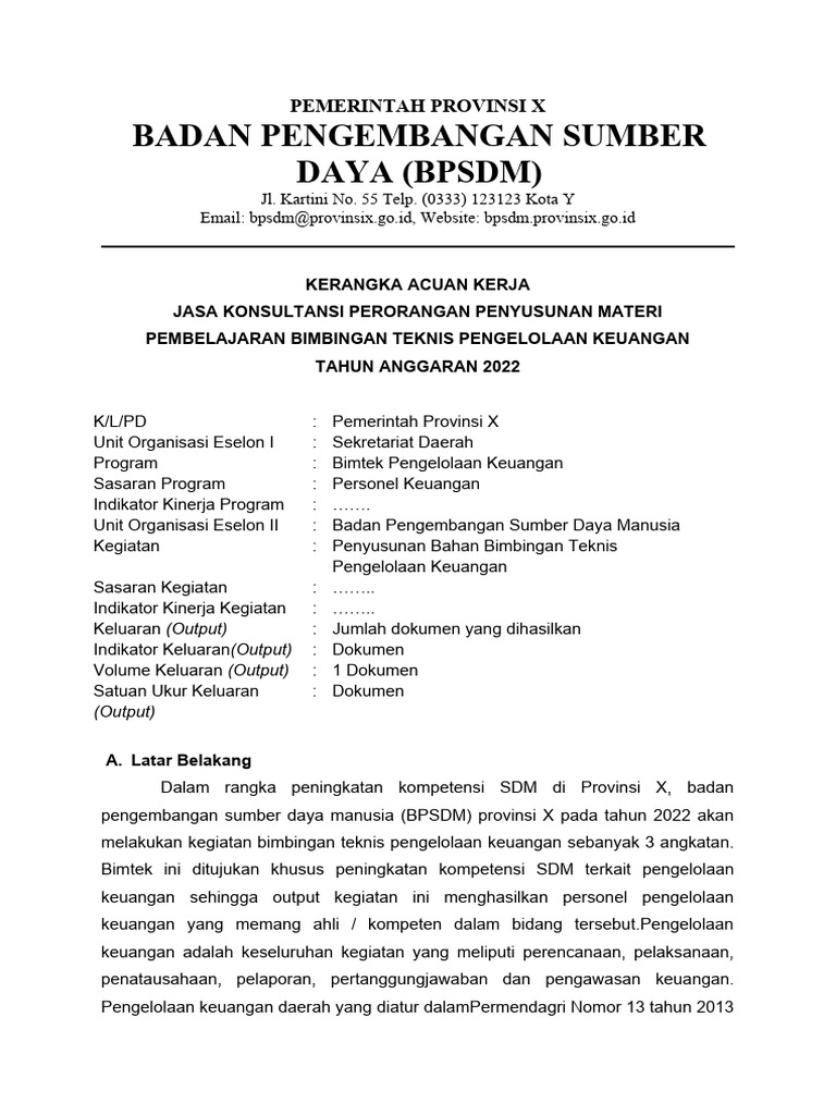 Lampiran 2 - KAK Jasa Konsultansi Perorangan | PDF