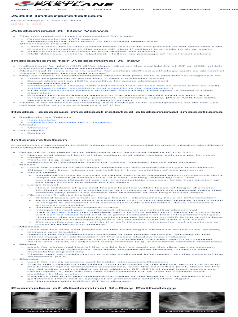 Abdominal X-Ray Interpretation Guide | PDF | Medical Specialties | Anatomy