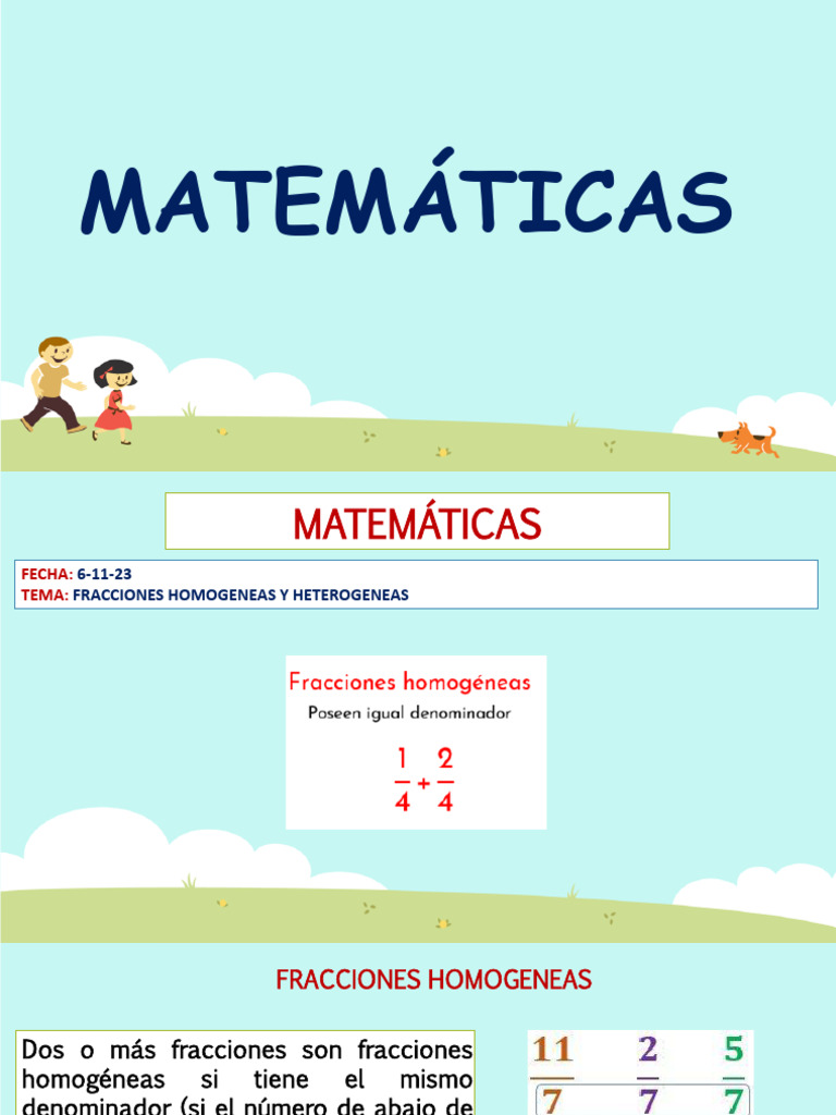 Fracciones Homogéneas: Conceptos y Ejemplos | PDF
