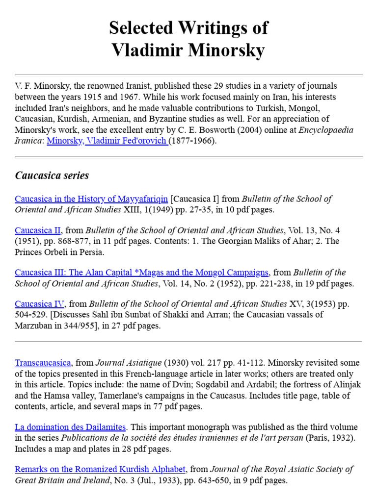 Minorsky 2018 Selected Writings | PDF