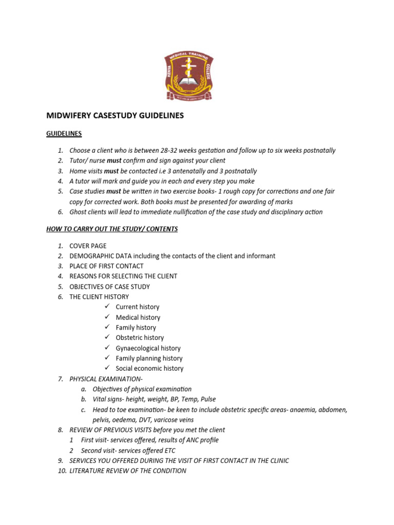 Midwifery Casestudy Guidelines | PDF | Childbirth | Pregnancy