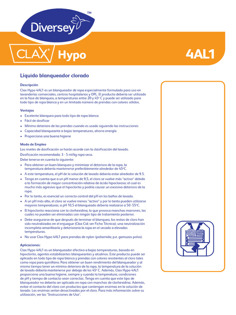 Clax Hypo: Blanqueador Eficaz para Ropa | PDF | Blanqueador | Química