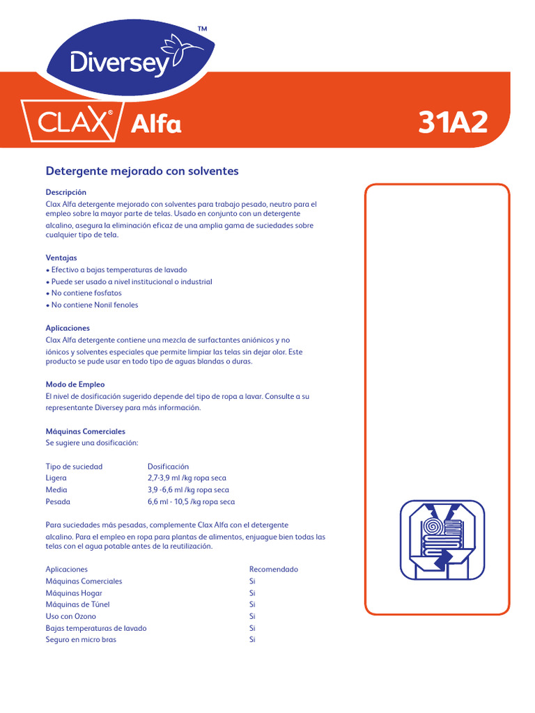 Detergente Clax Alfa para Lavado Eficaz | PDF | Detergente | Solvente