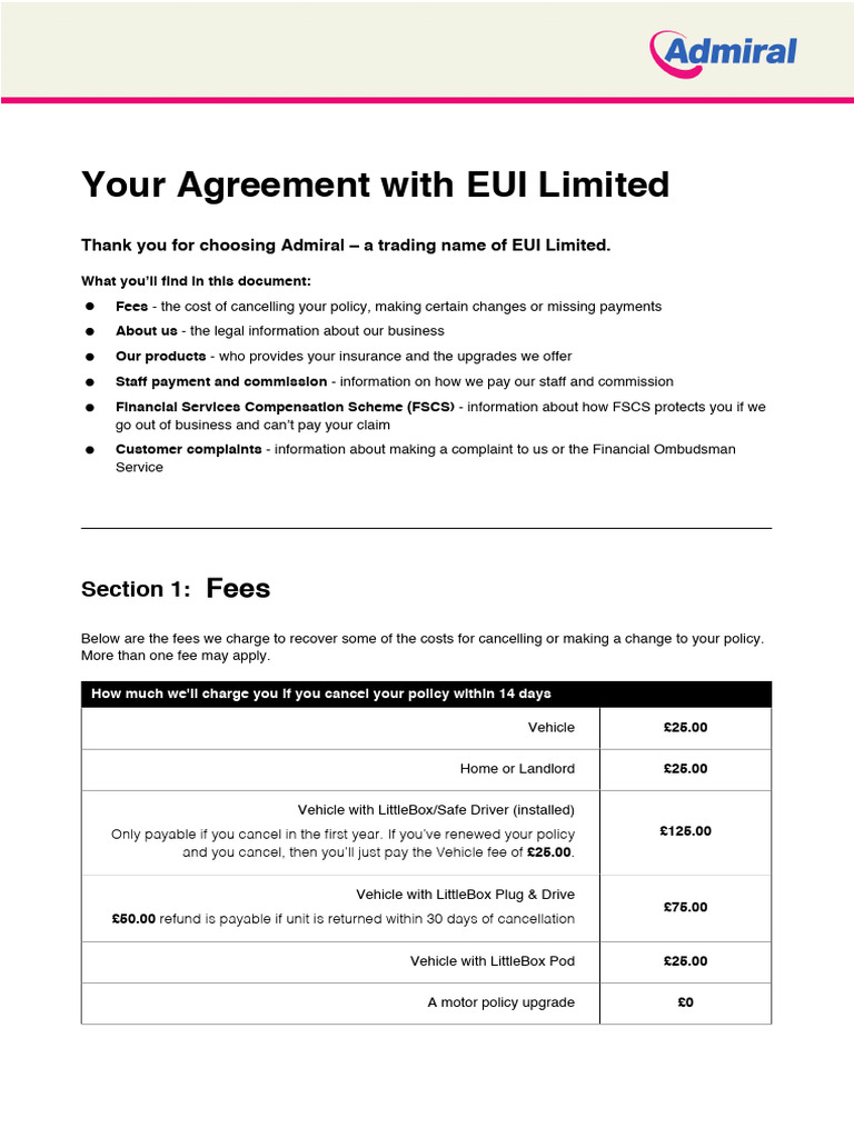 Your Agreement With EUI Limited Multiproduct | PDF | Insurance | Underwriting