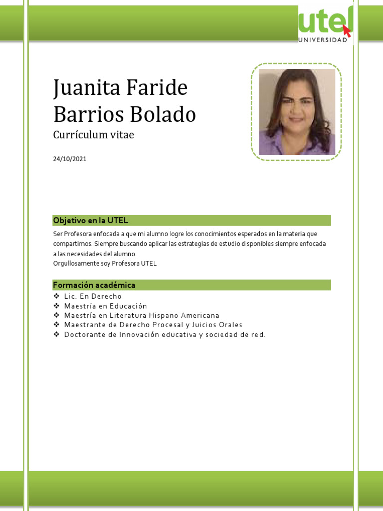 Currículum - Docente - 22AC - II - Juanita Faride Barrios Bolado | PDF