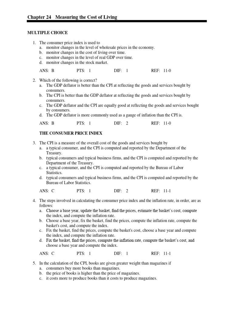 Testbanks ch24 | PDF | Cost Of Living | Consumer Price Index
