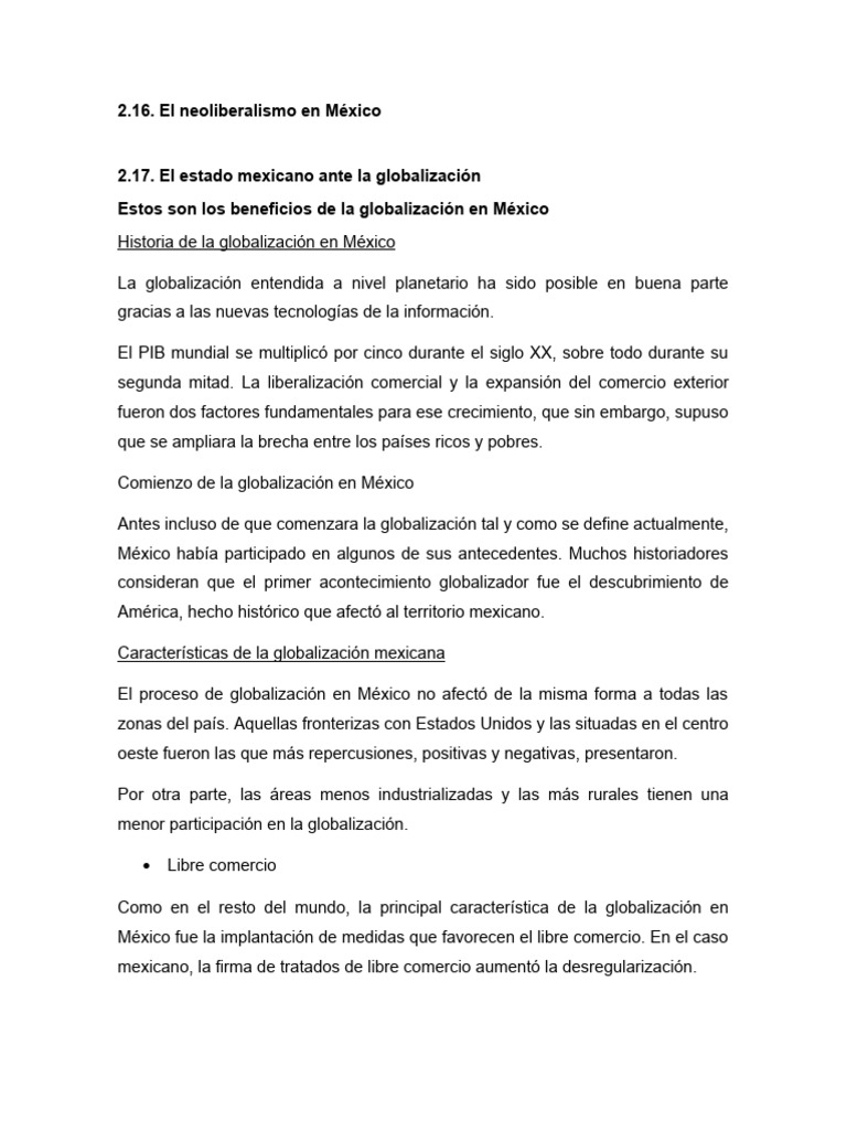 Globalización en México | PDF | Globalización | México