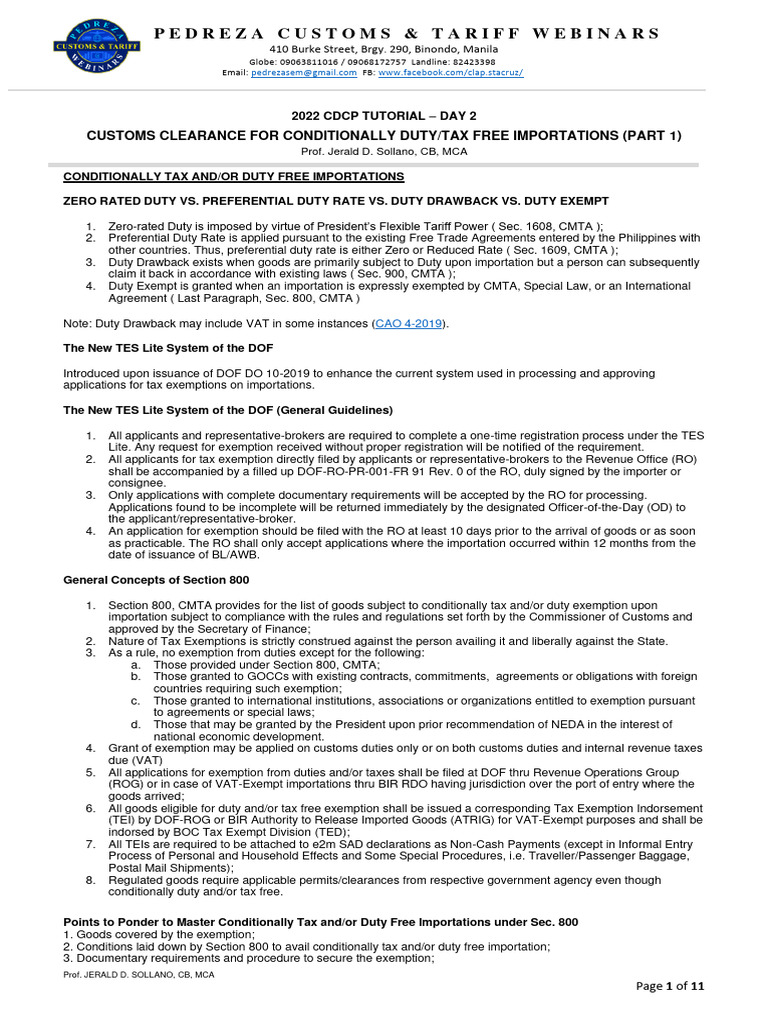 2022 CDP Tut Day 2 - Customs Clearance For Conditionally Dutytax Free ... 2022 CDP Tut Day 2 - Customs Clearance For Conditionally Dutytax Free ...