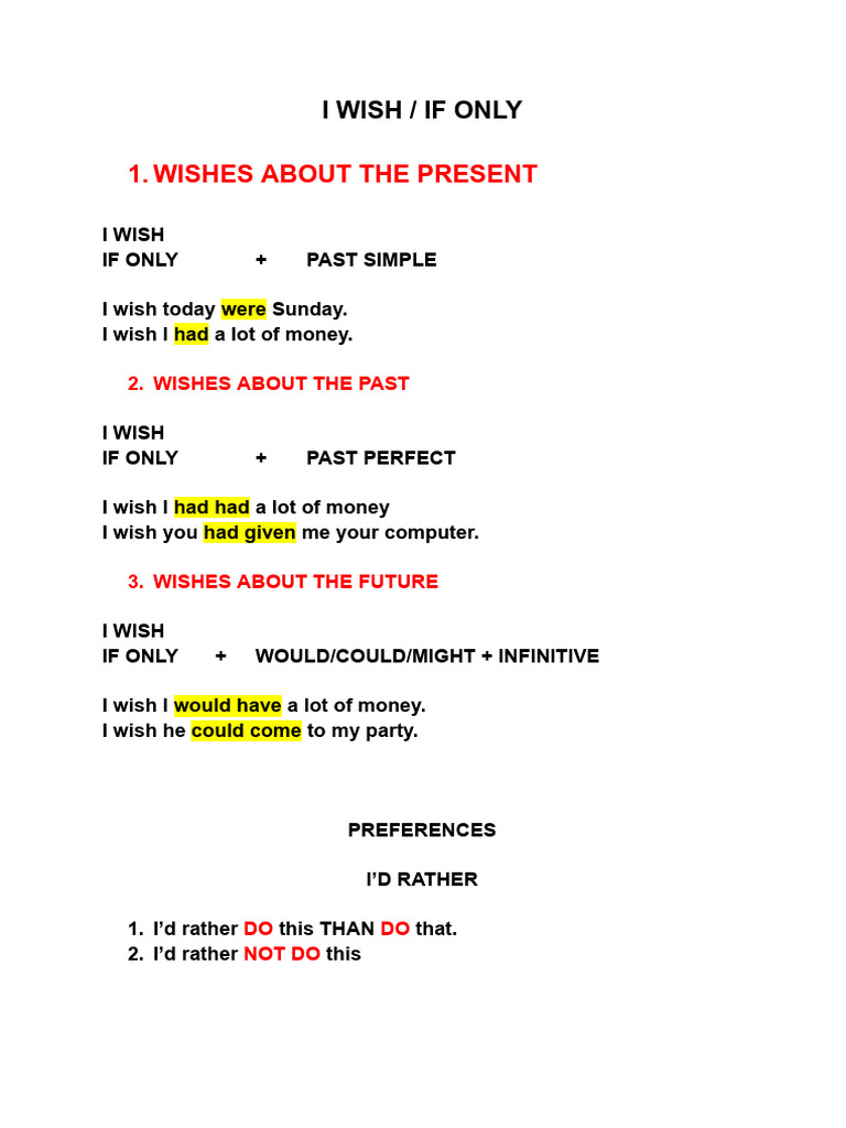 Wishes and Preferences | PDF | Language Arts & Discipline | Wellness