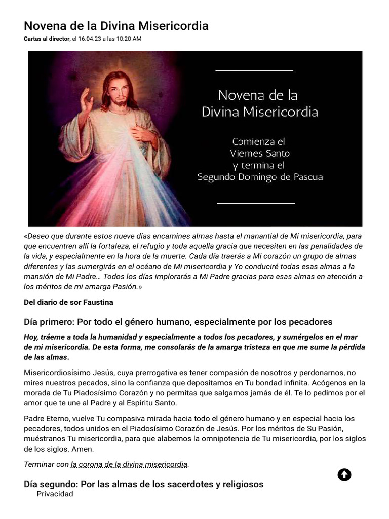 Novena de La Divina Misericordia | PDF | Purgatorio | Misericordia