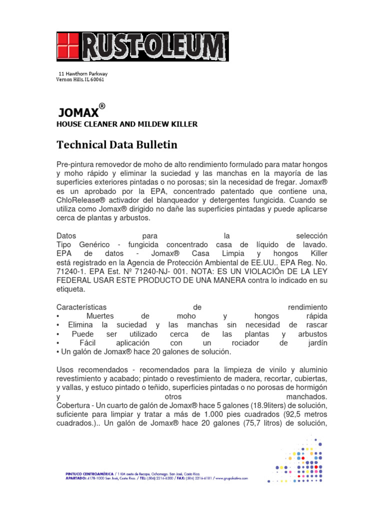 Ficha Tecnica Jomax | PDF | Agua | Química