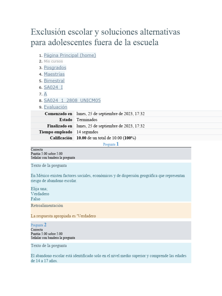 Exclusión Escolar y Soluciones Alternativas para Adolescentes Fuera de ...