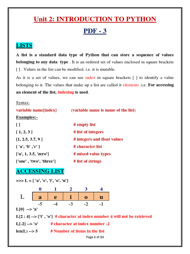Python Notes 3 Pdf Variable Computer Science Data Type