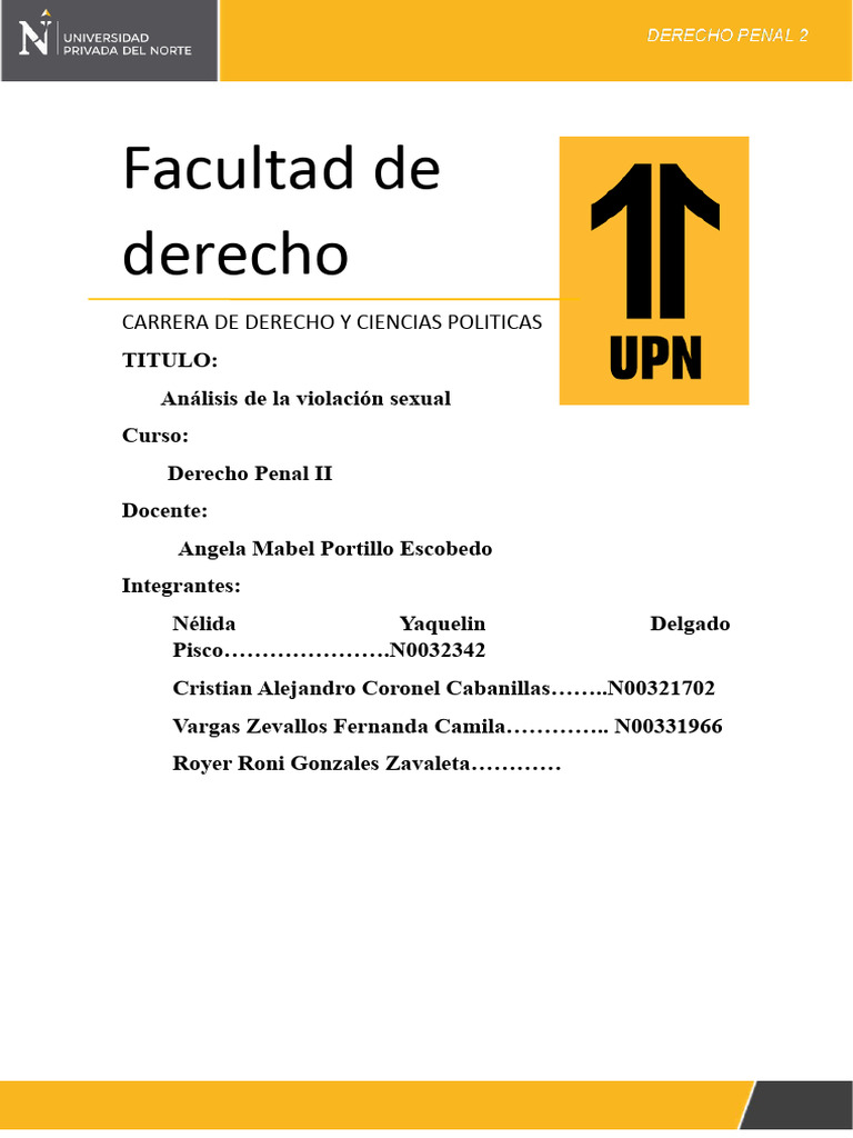Facultad de Derecho | PDF | Violación | Derecho penal