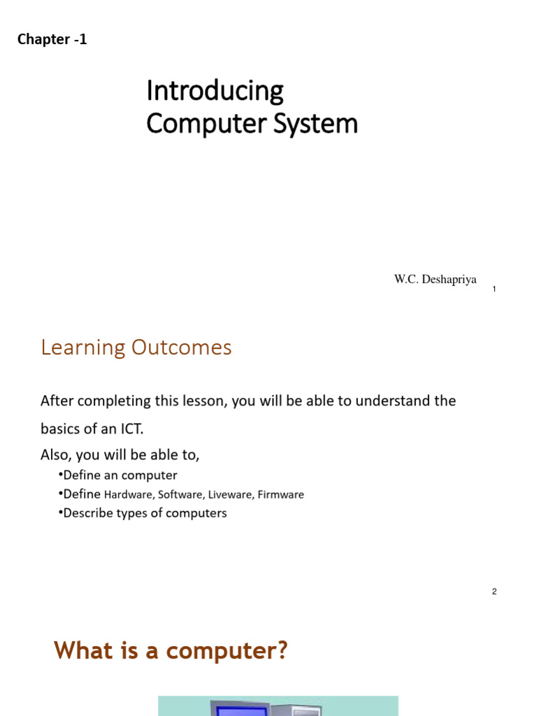 L1 ICT Introducing Computer System | PDF | Computer Data Storage | Computer Hardware