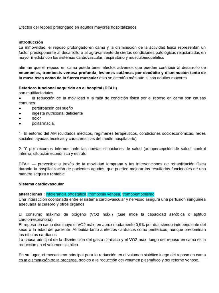 Efectos Del Reposo Prolongado en Adultos Mayores Hospitalizados | PDF ...