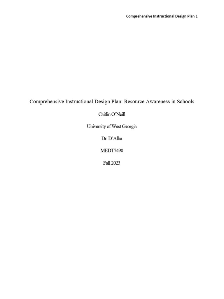 Assignment 8 - Comprehensive Plan | PDF | Teachers | Classroom