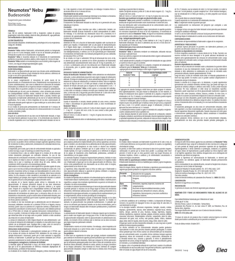 Neumotex Nebu Prospecto | PDF | Asma | Corticosteroides