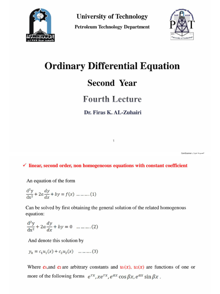 المعادلات التفاضلية الاعتيادية | PDF | Power Series | Function (Mathematics)