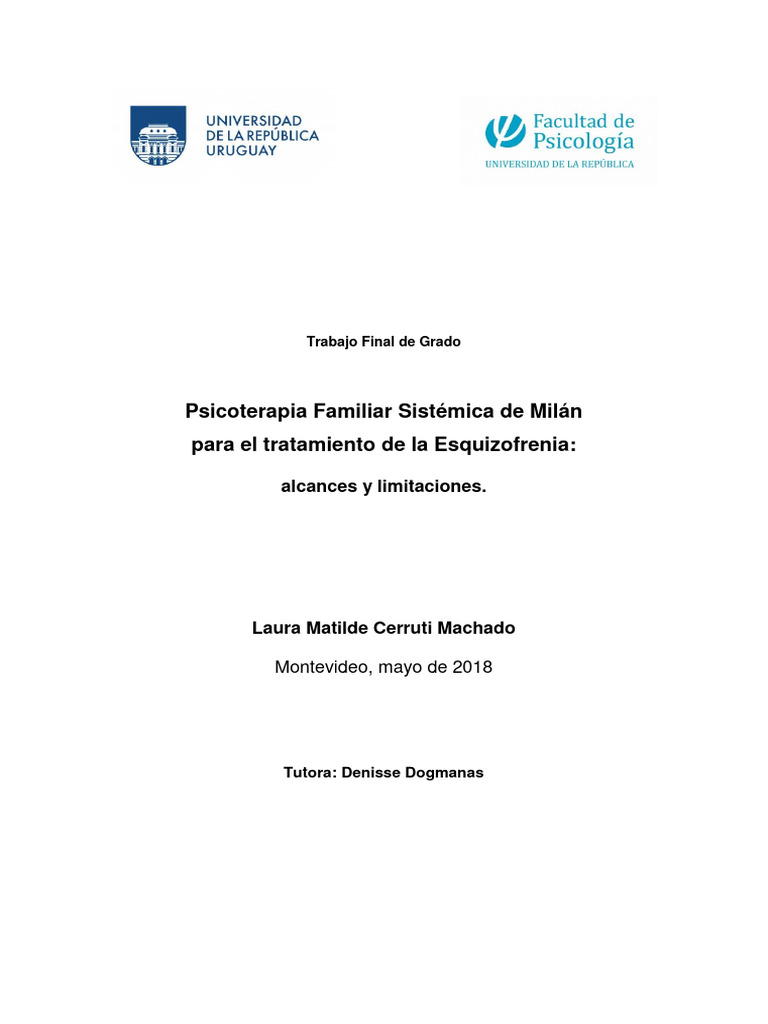 Cerruti Machado, Laura Matilde | PDF | Esquizofrenia | Psicoterapia