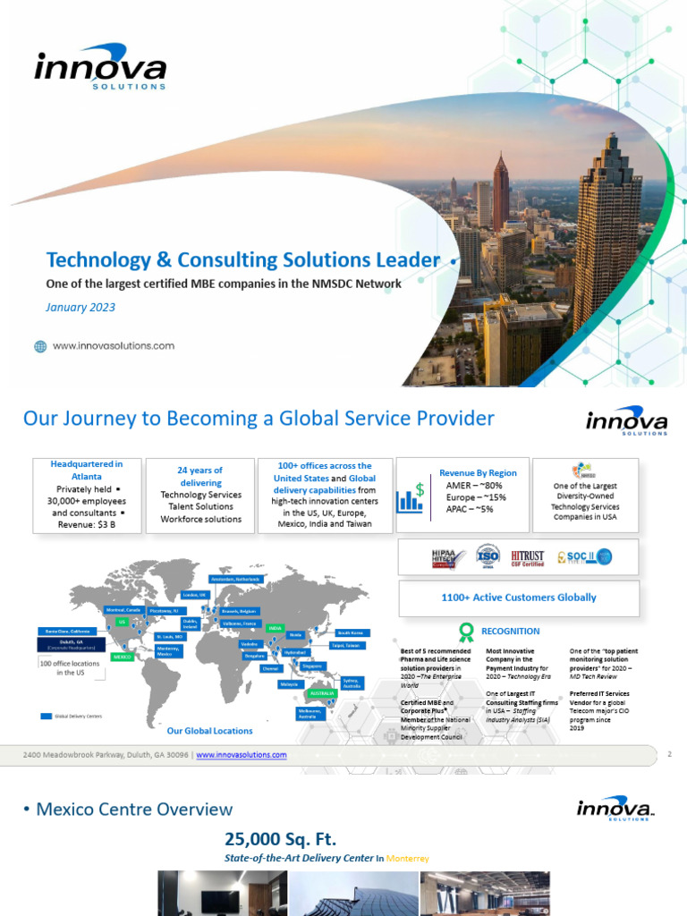 Innova Corporate Overview SS | PDF | Cloud Computing | Internet Of Things