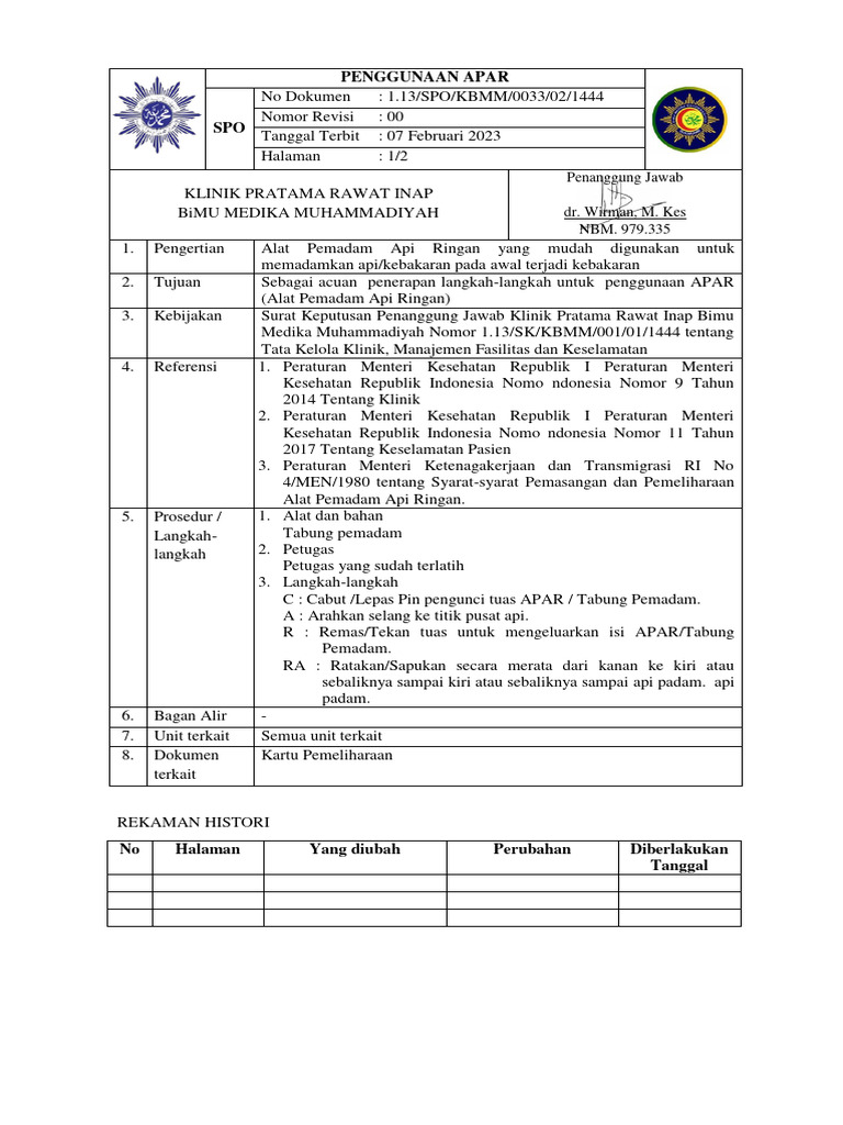 Spo Penggunaan Apar | PDF