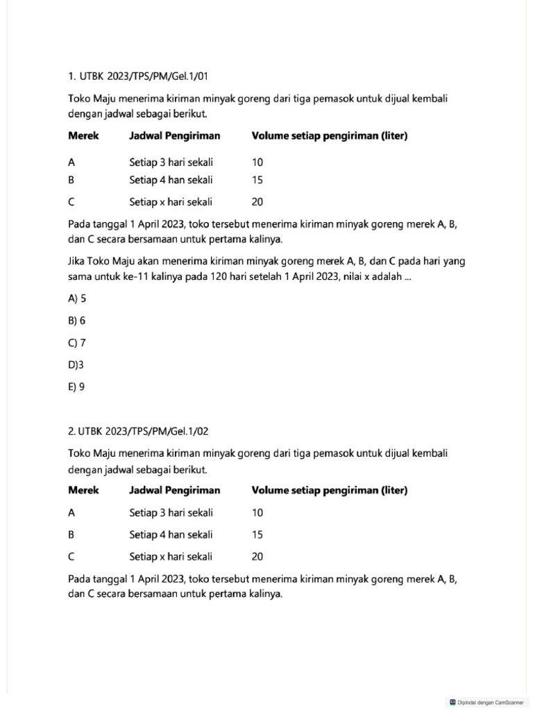 5 Soal UTBK 2023 | PDF