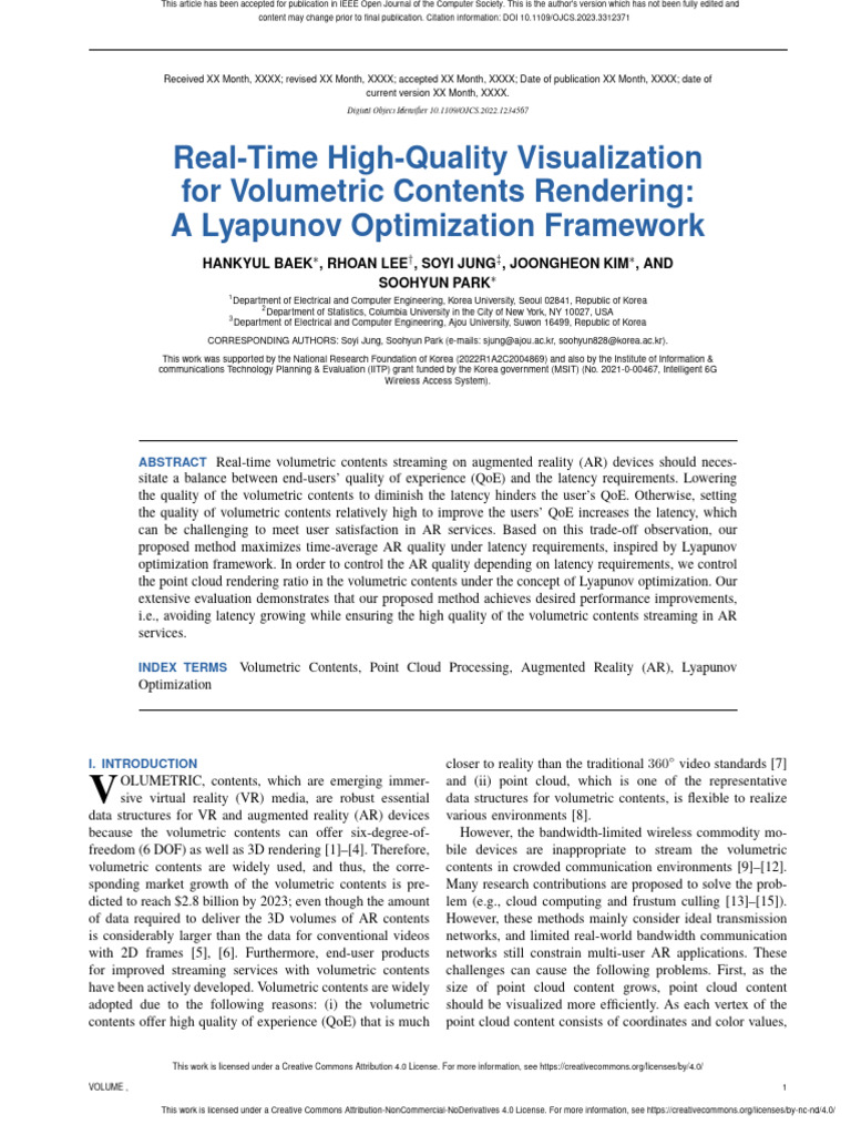 Real-Time High-Quality Visualization For Volumetric Contents Rendering: A Lyapunov Optimization ...