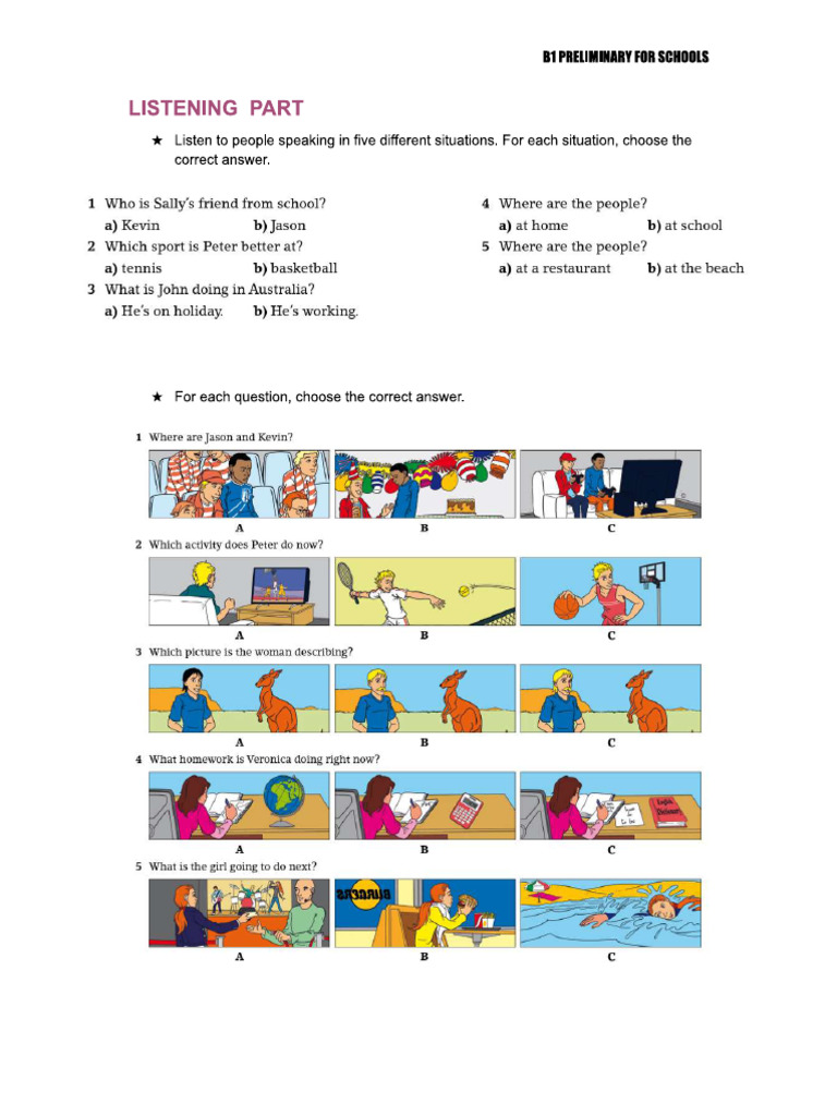Listening Part Pet Review | PDF