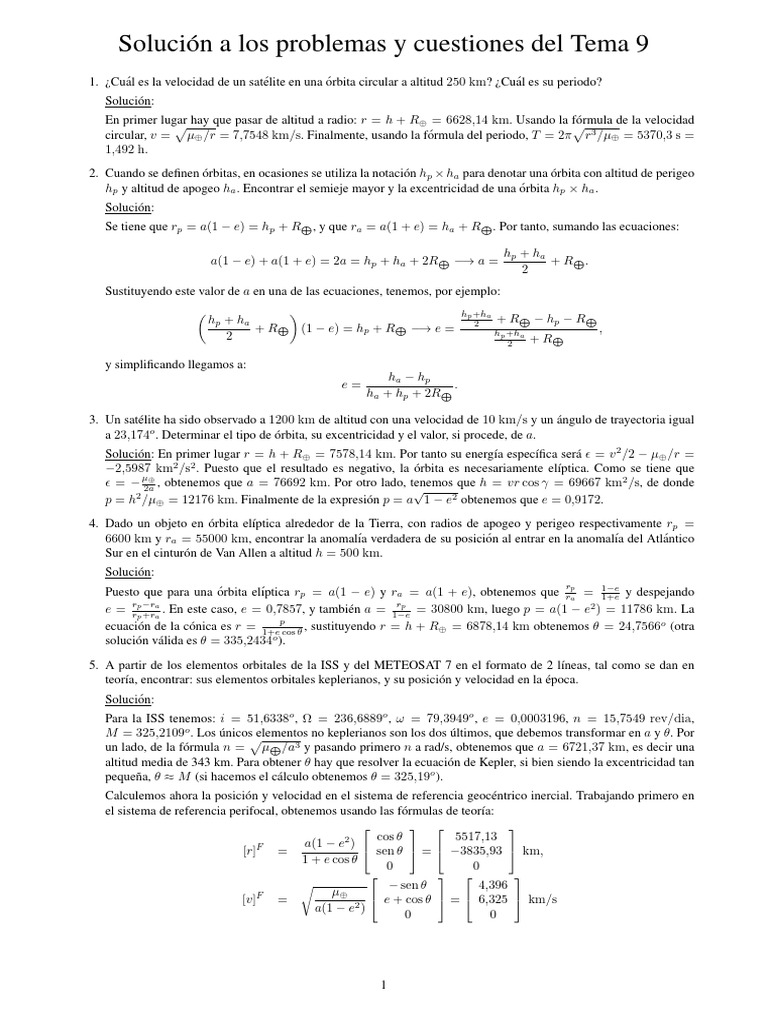 2 ejer resueltos satelital | PDF | Orbita | Ecuaciones