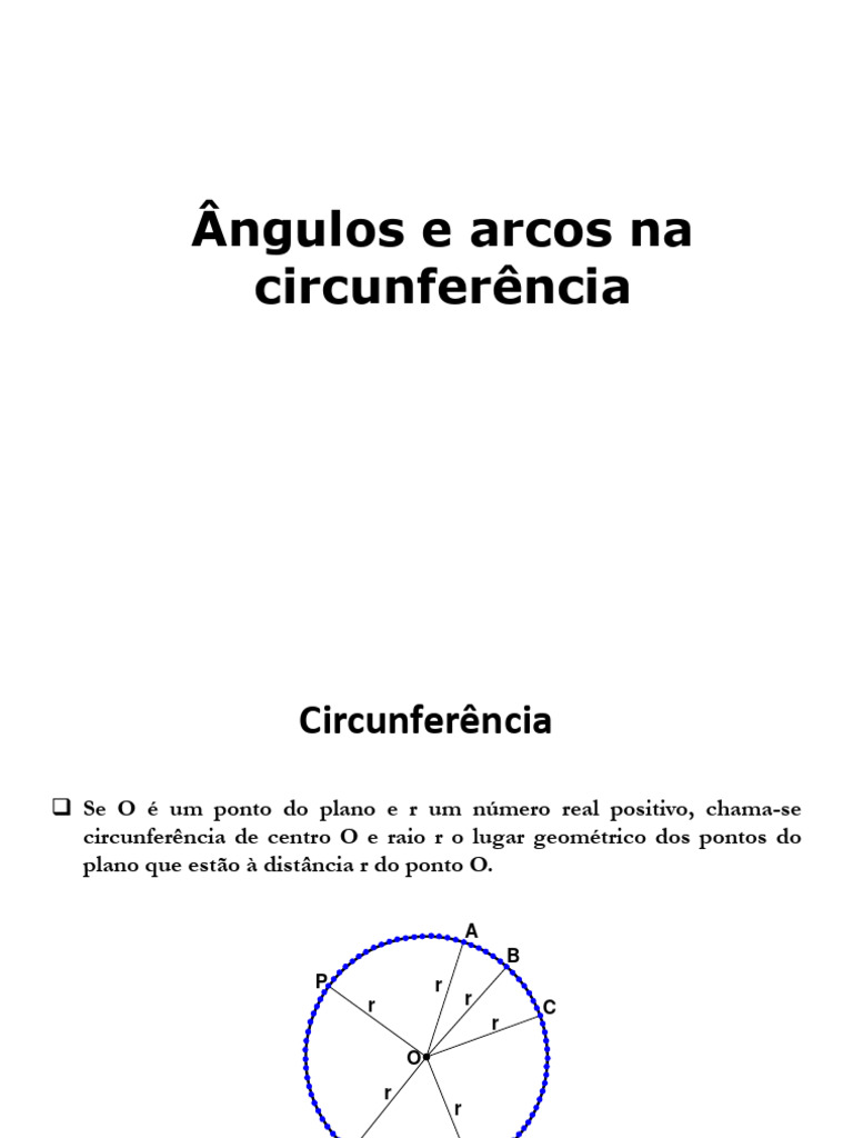 Ângulos e Arcos Na Circunferência | PDF | Círculo | Geometria Elementar