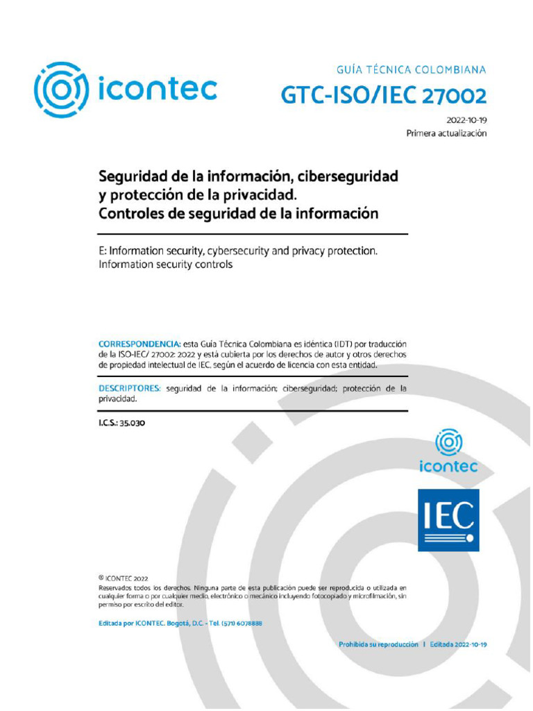 NTC Iso Iec 27002 2022 - 001-100 | PDF | La seguridad informática ...